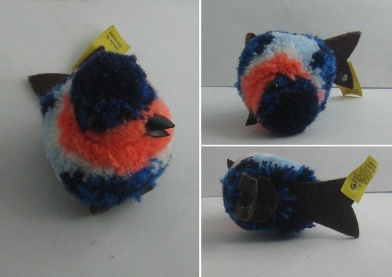 Original STEIFF 7081/10. Age Old Large Wool Miniature BIRD Blue-red ...