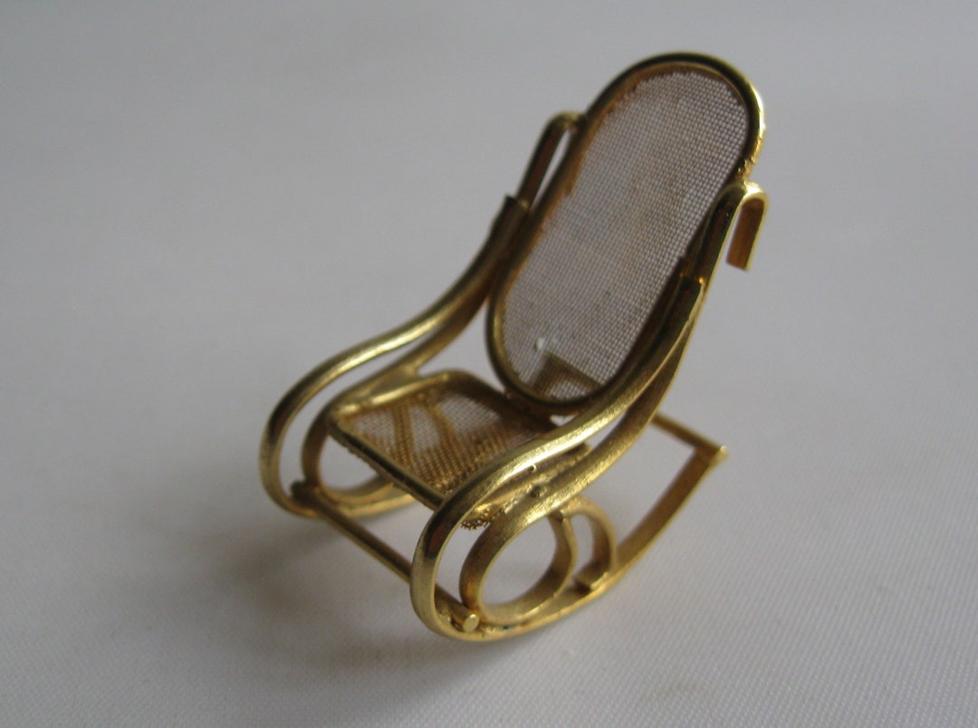 Miniature Rocking Chair Made of Gold-colored Metal. Probably 1980s ...