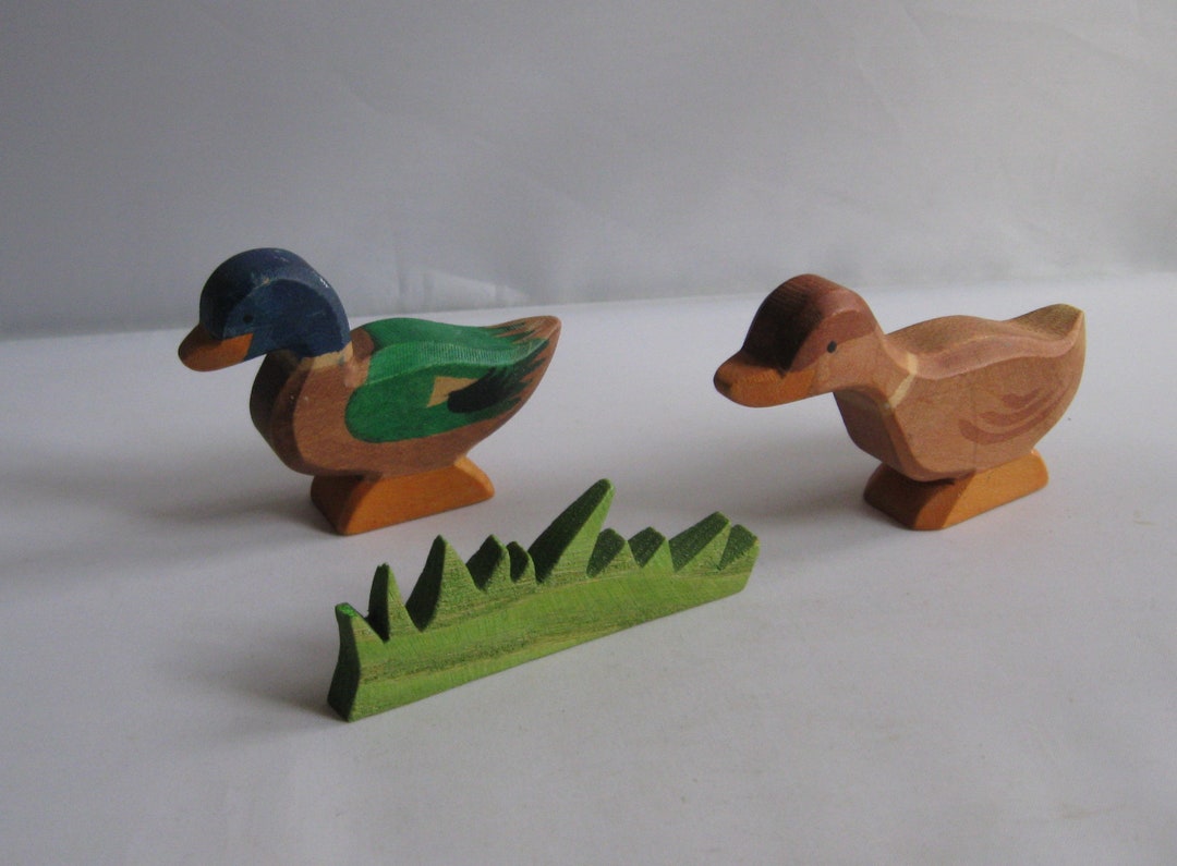 Retired Ostheimer Wooden Animals / Wood Figures. 2 Farm Animals: Drake ...