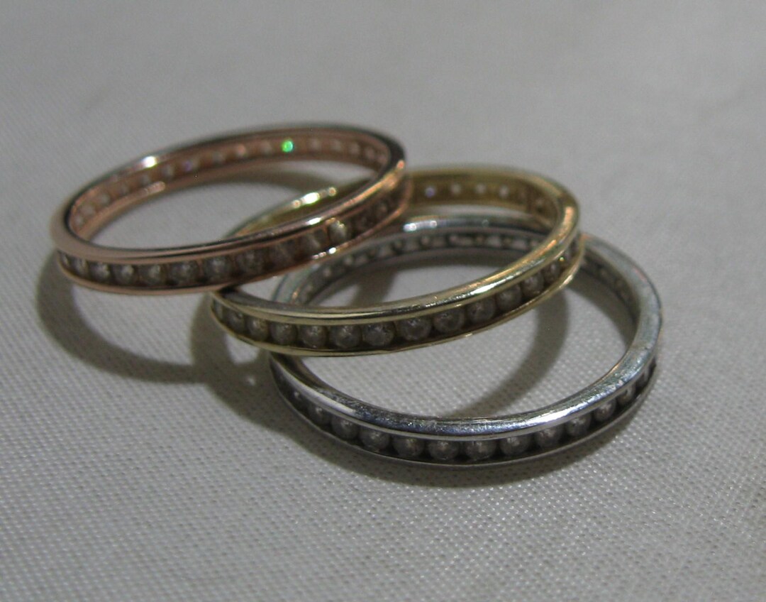 3 Vintage Memoire Rings, Memory Rings, Eternity Rings, Band Rings ...