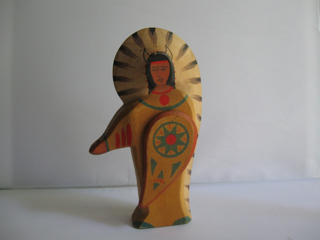 Original OSTHEIMER Wooden Figure marked. Wooden Toy. Indian Chief ...
