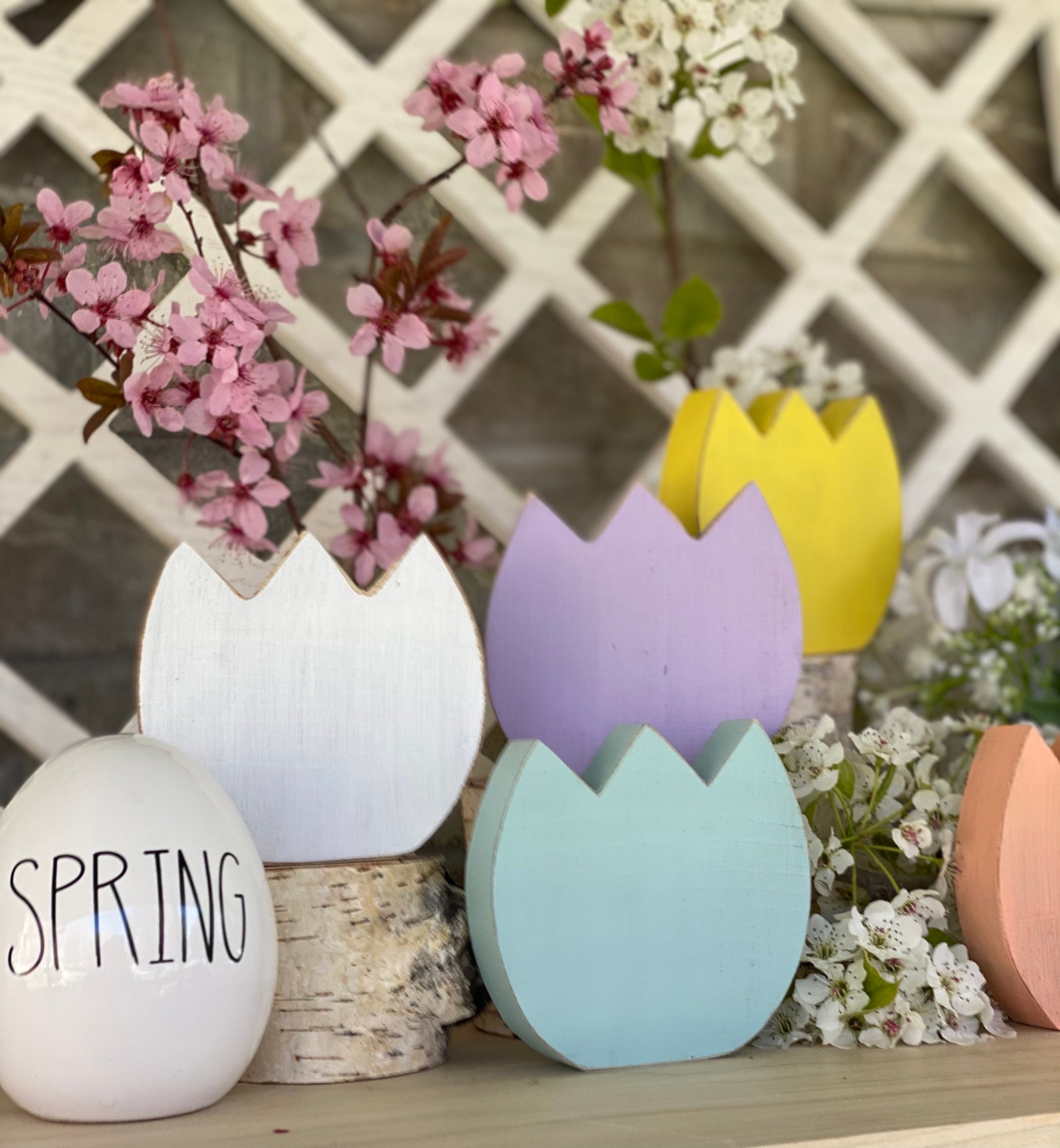 Wood Tulips, Spring Decor, Spring Wood Decor, Wood Flowers, Flowers ...