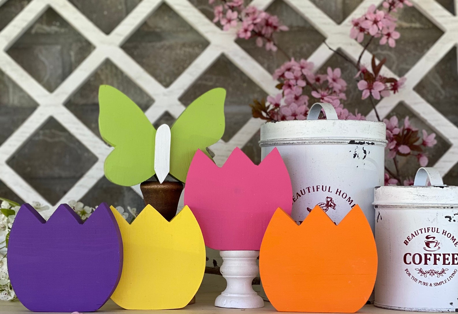 Wood Tulips Spring Decor Spring Wood Decor Wood Flowers - Etsy