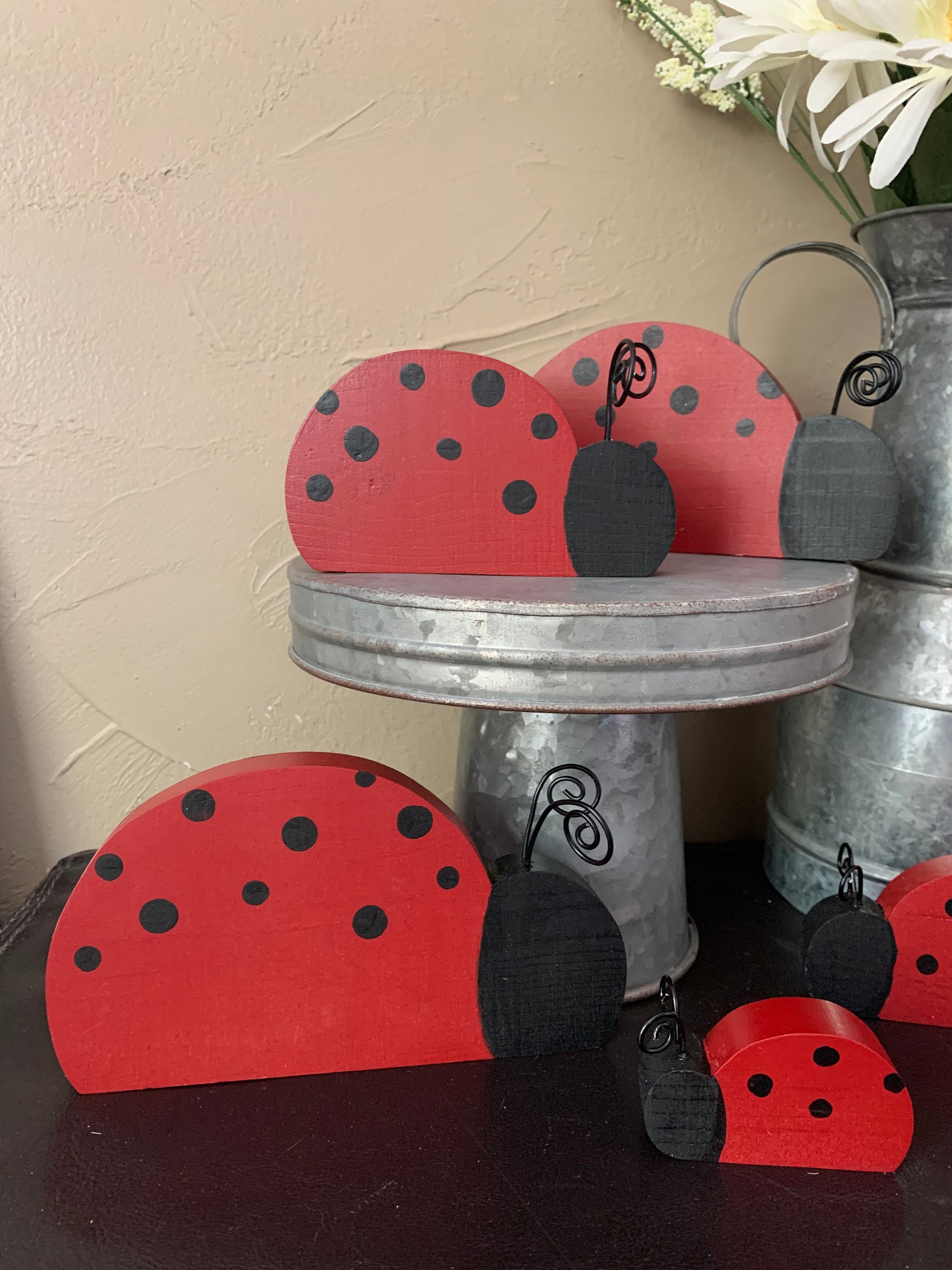 Ladybug decor wood lady bug Ladybugs Spring decor Summer | Etsy