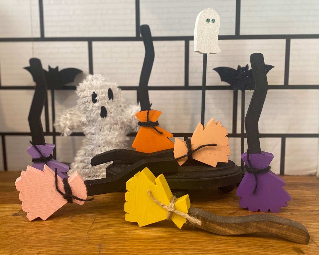 Witch Broom, Broomstick, Wood Witch Broom, Halloween, Tier Tray Decor ...