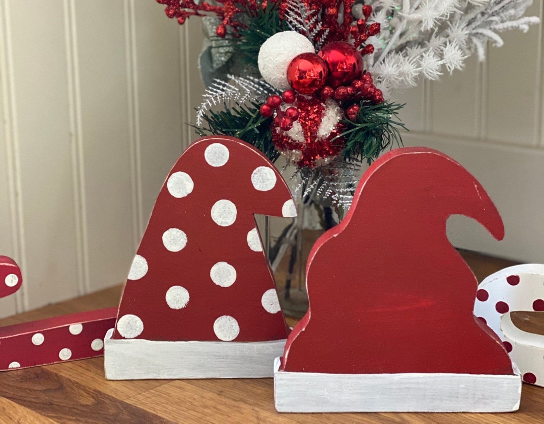 Rustic Skinny Santa Hat, Wood Santa Hat, Christmas Wood Decor, Santa ...