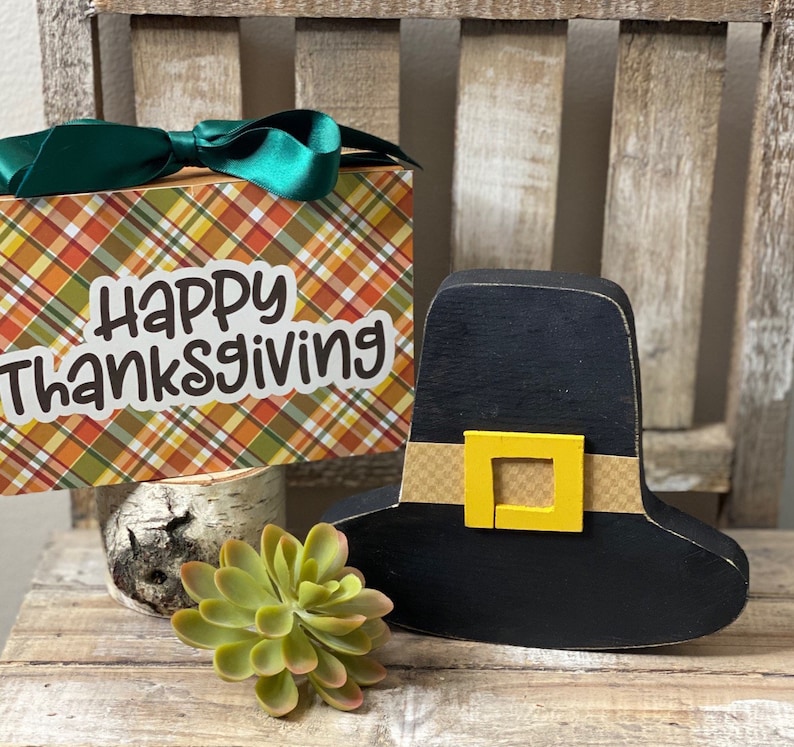 Rustic Pilgrim Hat, Wood Thanksgiving Decor, Wood Pilgrim Hat ...