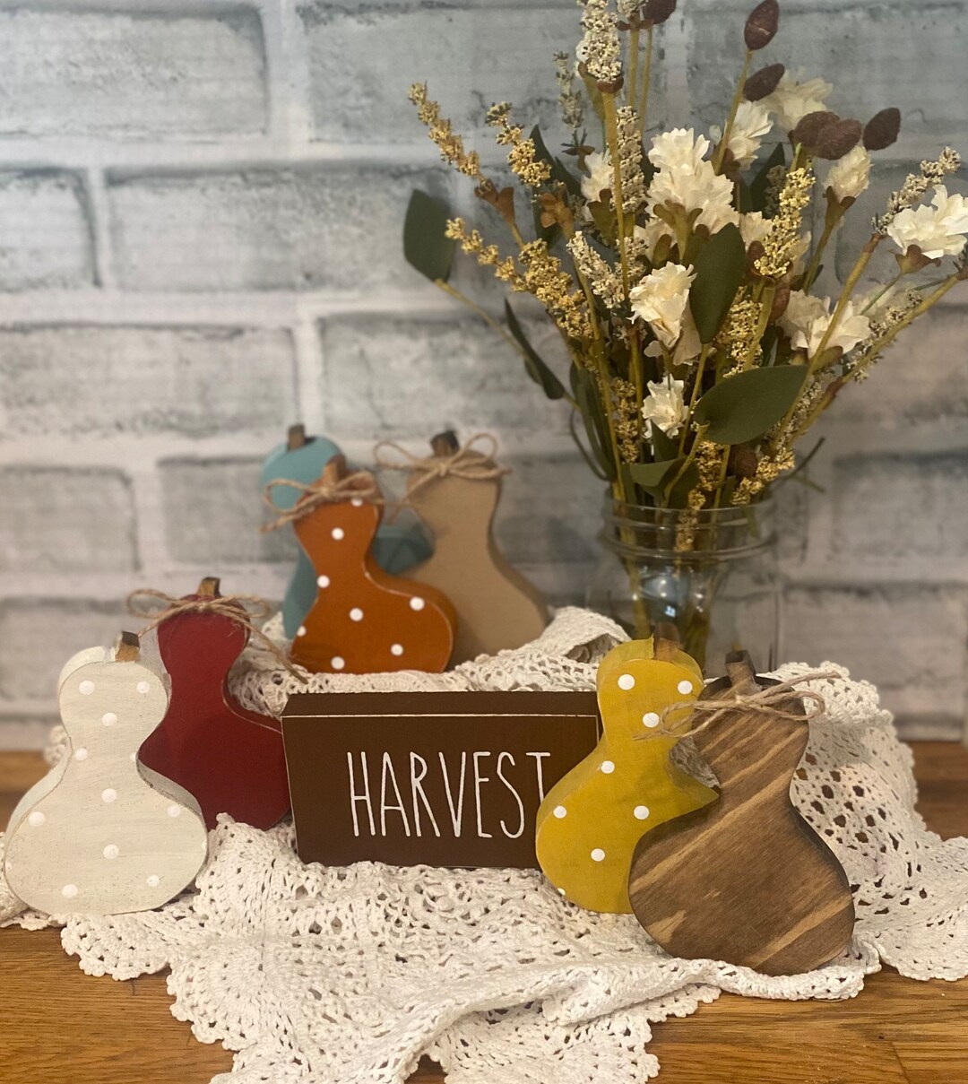 Gourd, Wood Gourd,rustic Wood, Farmhouse, Polka Dot, Fall, Tier Tray ...