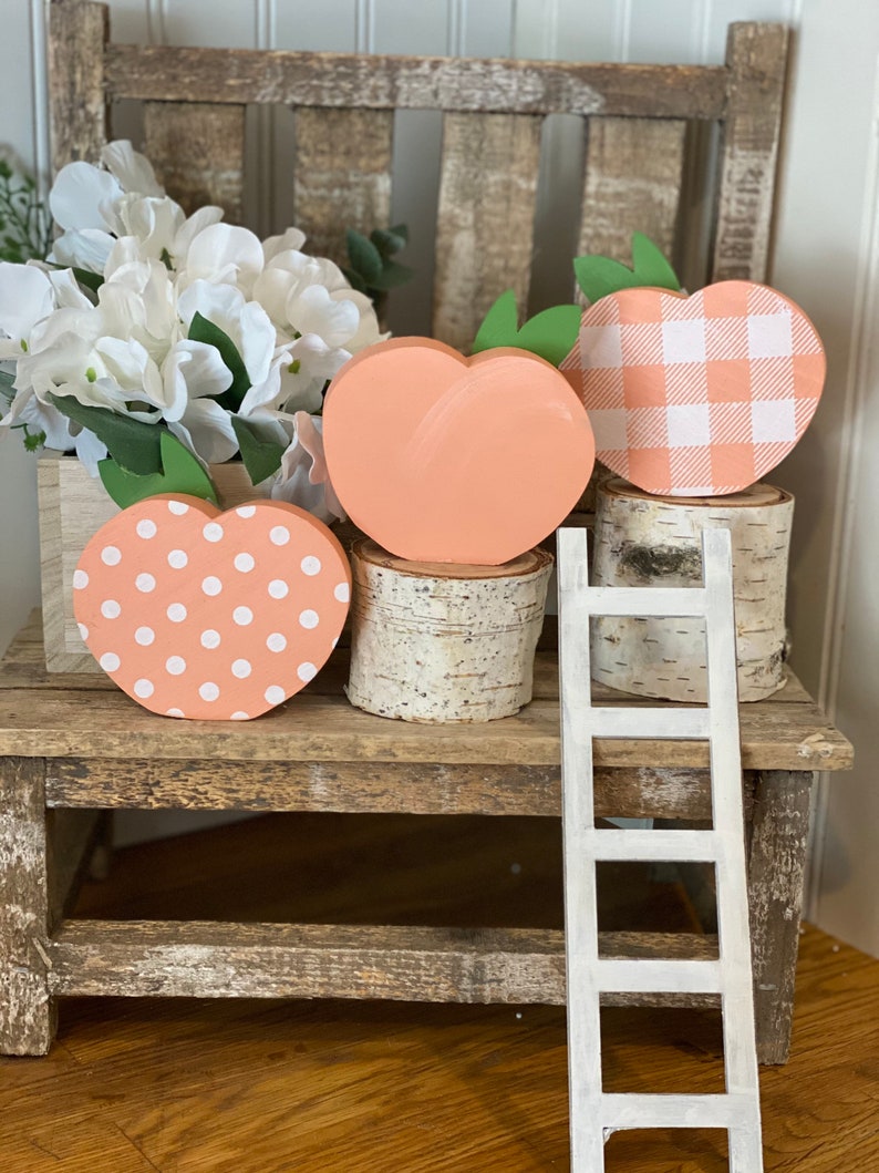 Peaches, Rustic Wood Peaches, Wood Peach Cutout, Peach Tier Tray, Peach ...