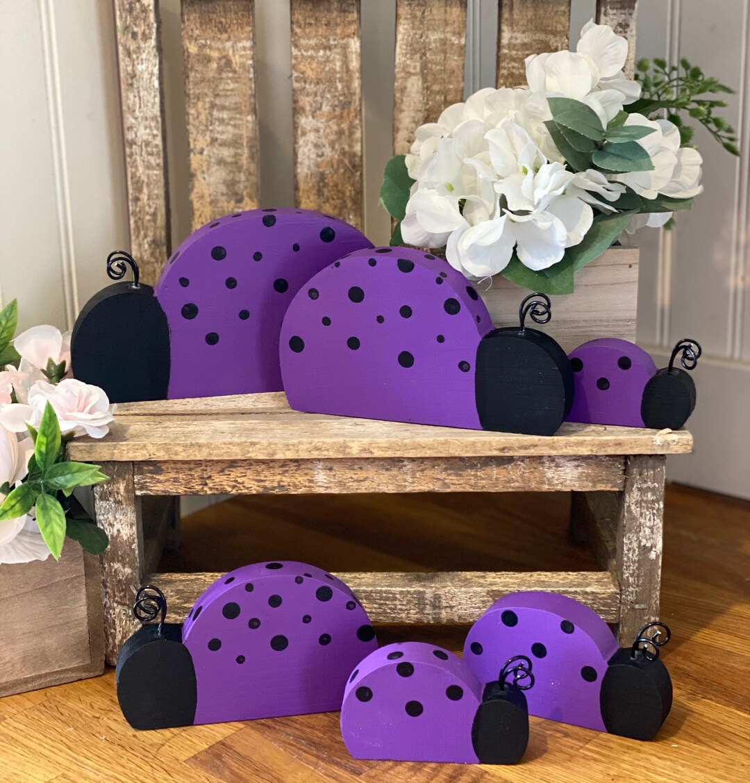 Purple Ladybug, Wood Lady Bug, Purple Ladybugs, Spring Decor, Summer ...