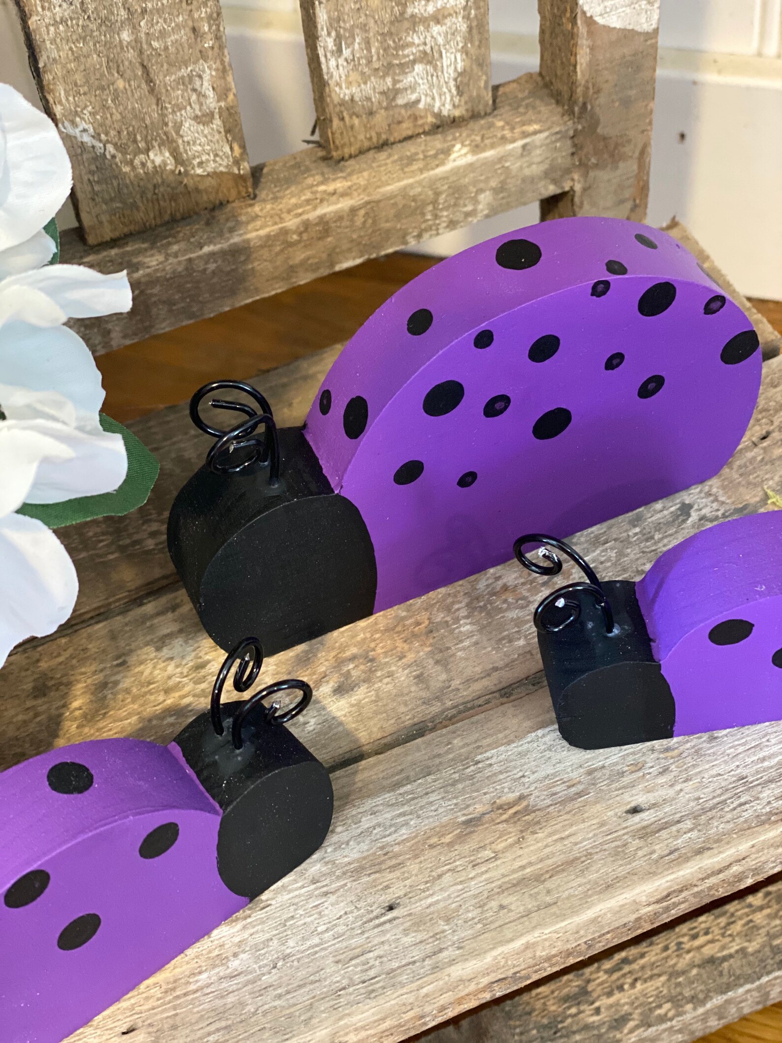 Purple Ladybug Wood Lady Bug Purple Ladybugs Spring Decor | Etsy