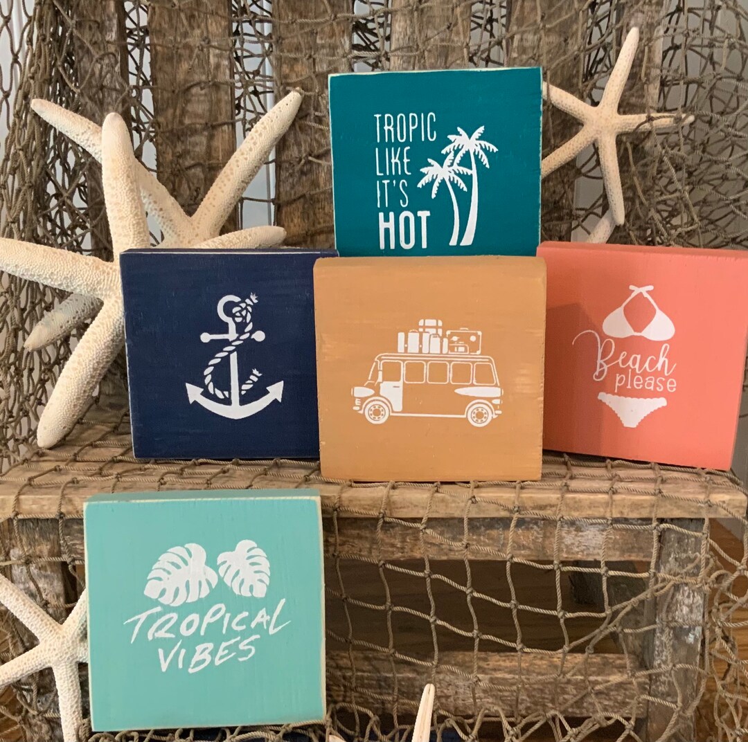 Beach Mini Sign, Beach Wood Sign, Mini Beach Wood Block, Beach Tier ...