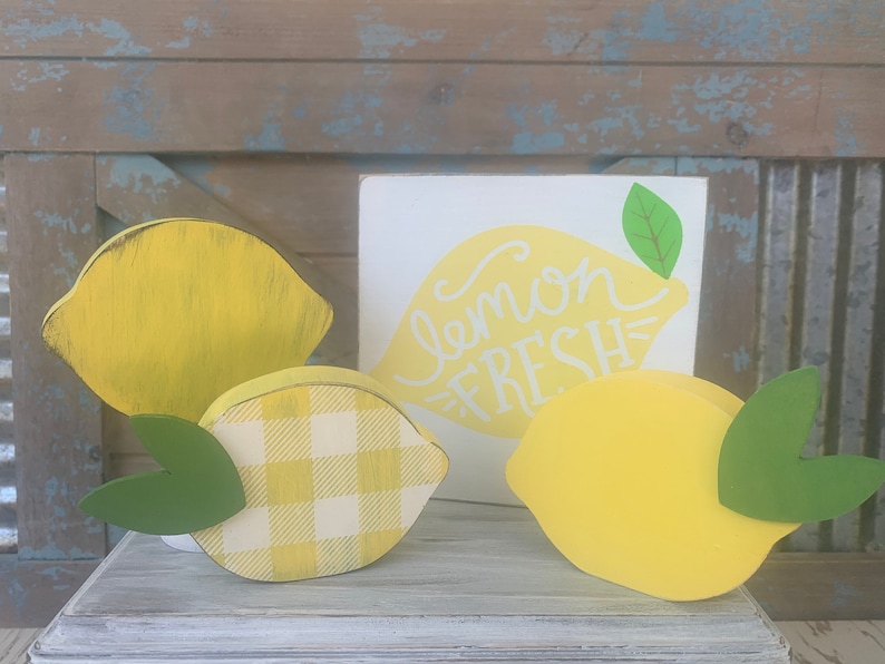 Lemons, Lemon Wood Sign, Wood Lemons, Summer Decor. Lemon Tiered Tray ...