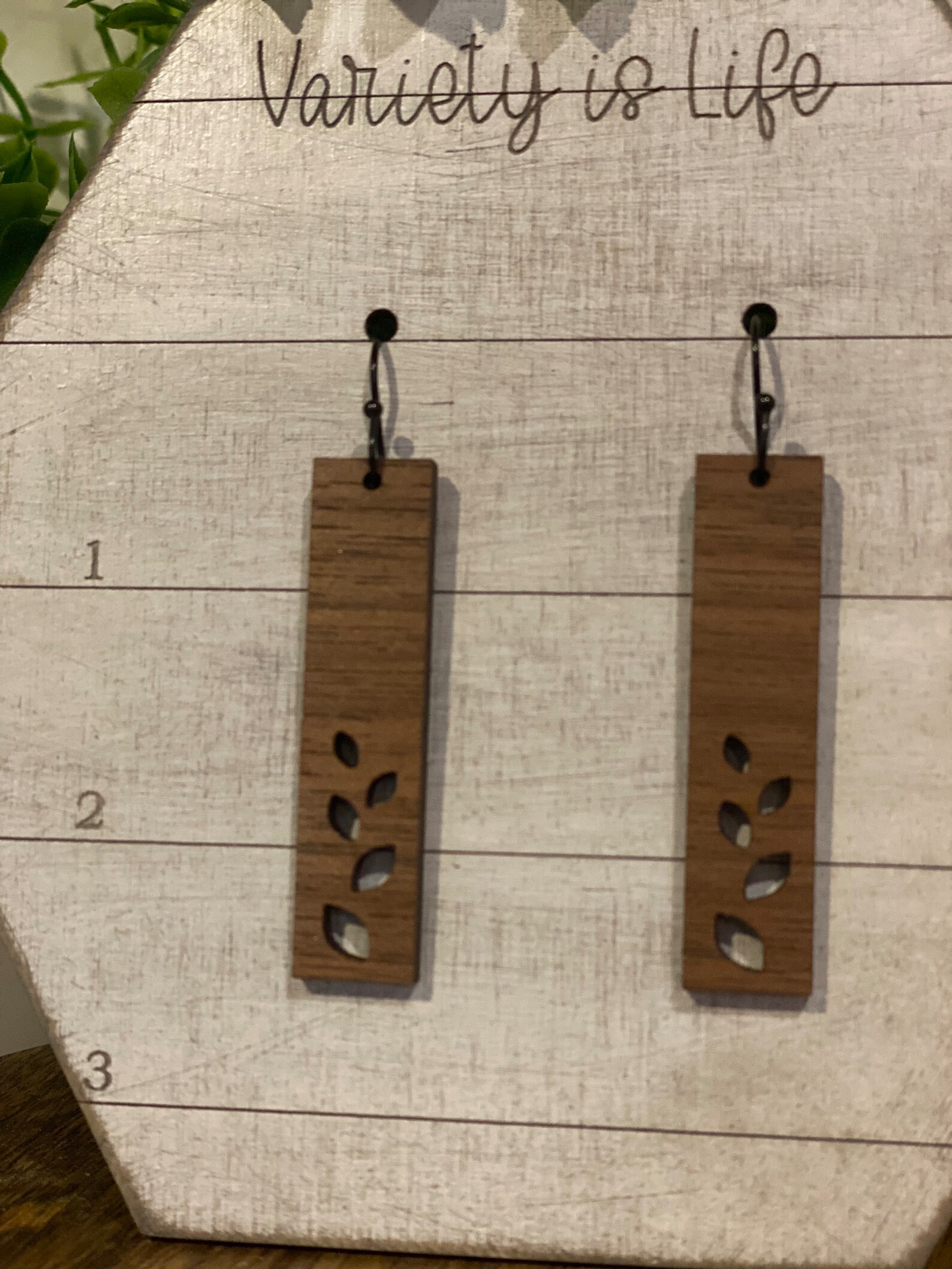 Leaf Cutout Bar Dangle Wood Earrings, Boho Earrings, Wood Earrings ...