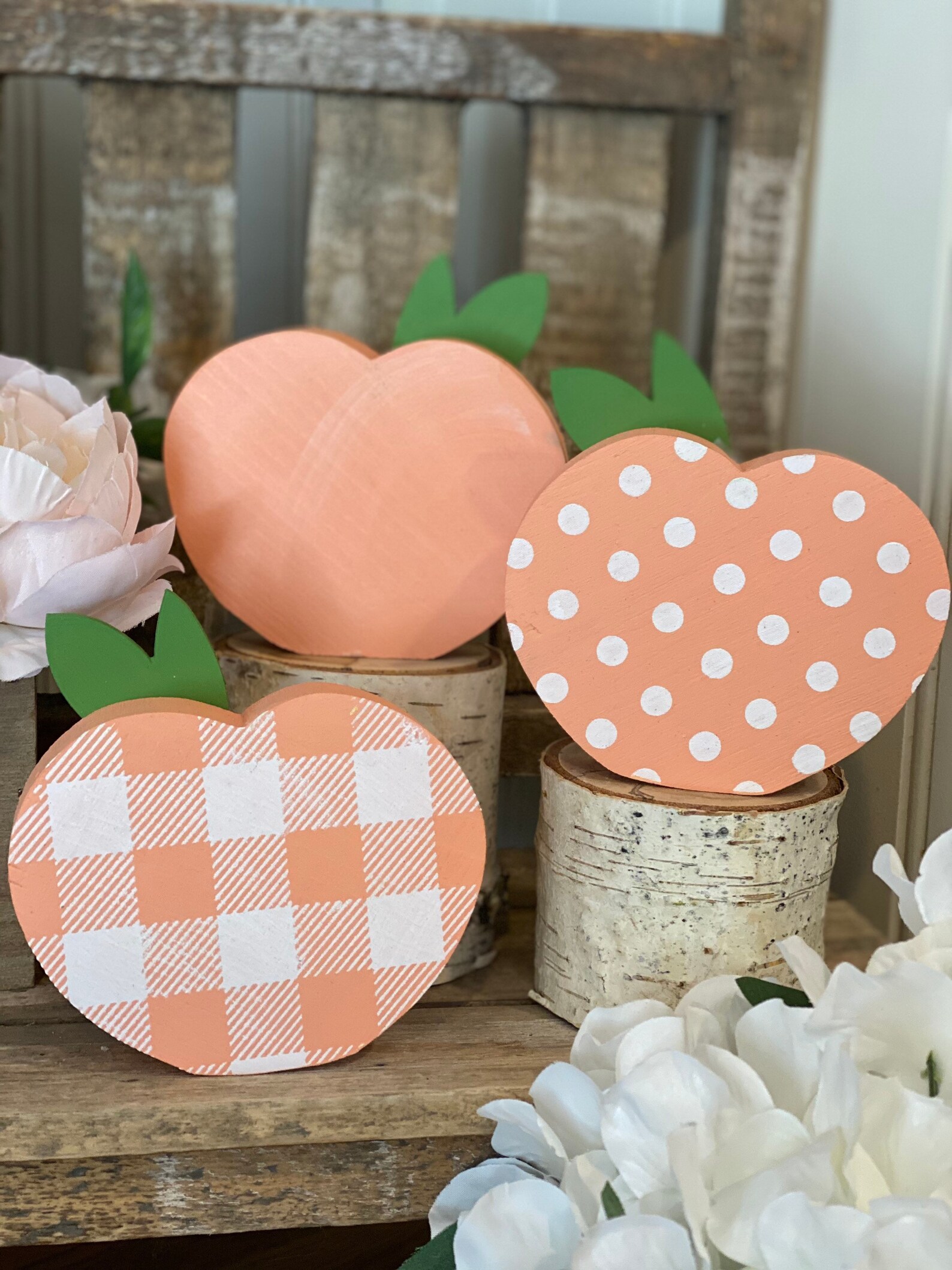Peaches, Rustic Wood Peaches, Wood Peach Cutout, Peach Tier Tray, Peach ...