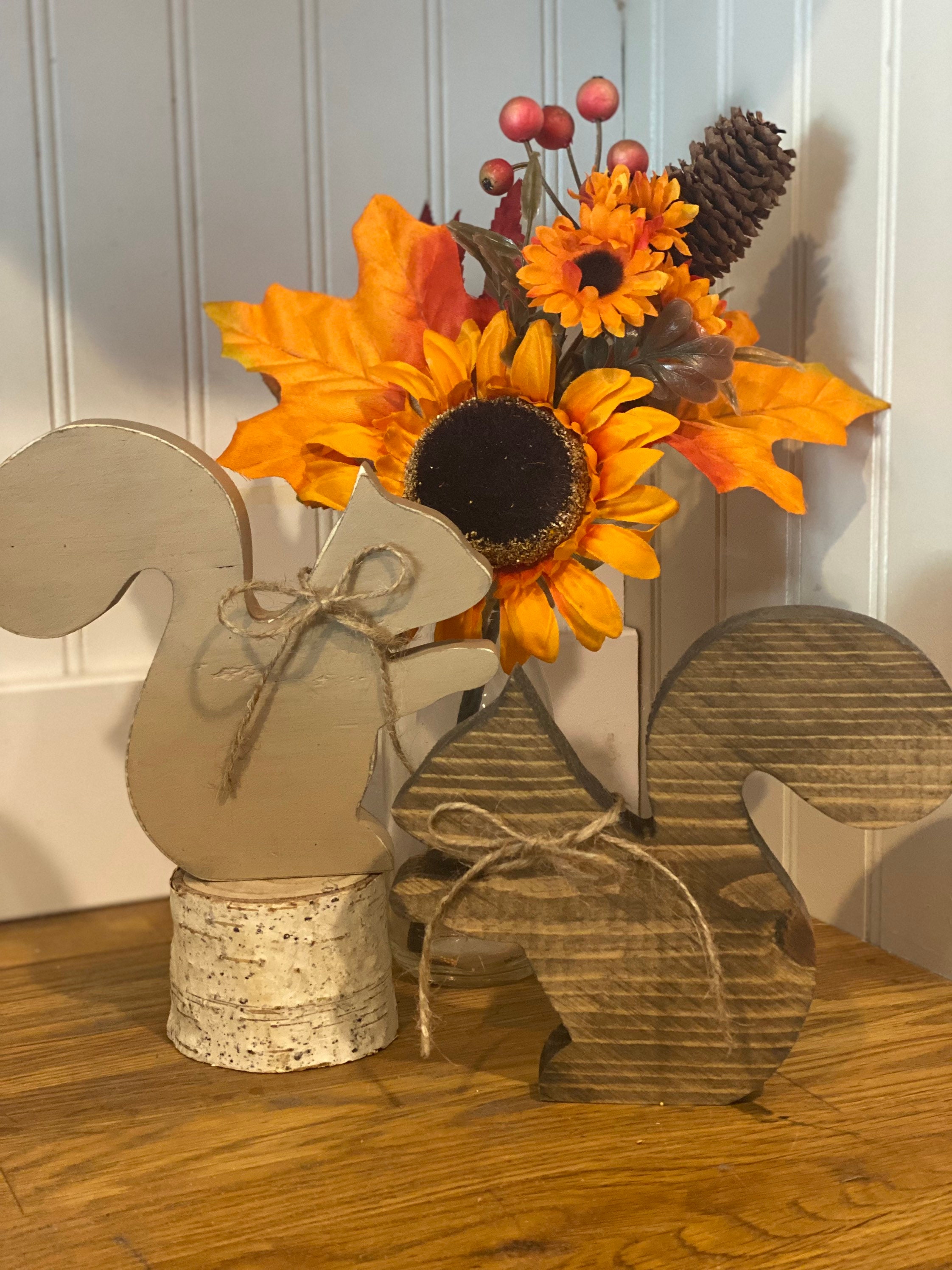 Squirrel, Rustic Wood Squirrel, Autumn, Fall, Harvest, Wood Decor ...