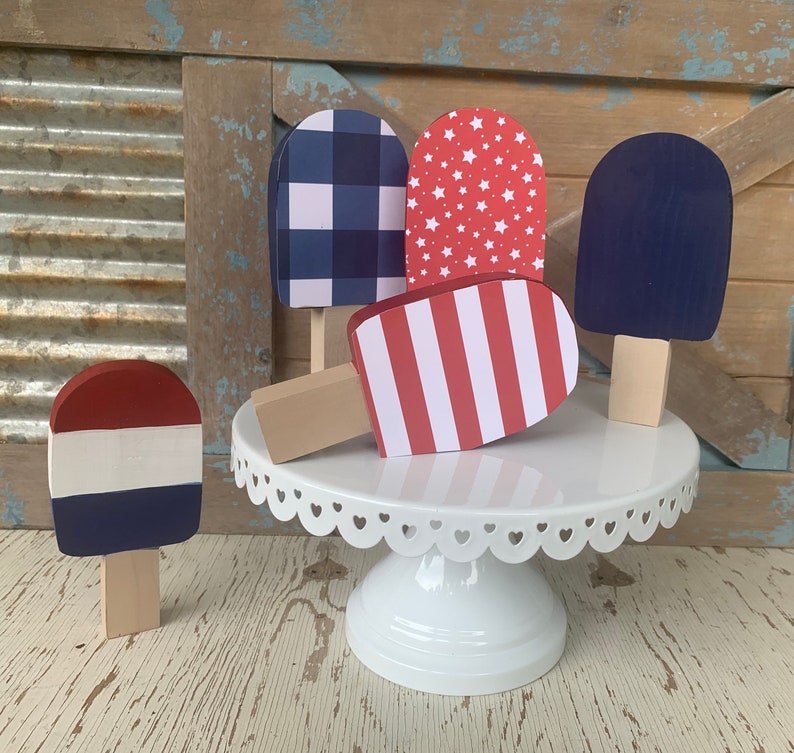4th of July Popsicles Patriotic Wood Popsicles Summer - Etsy