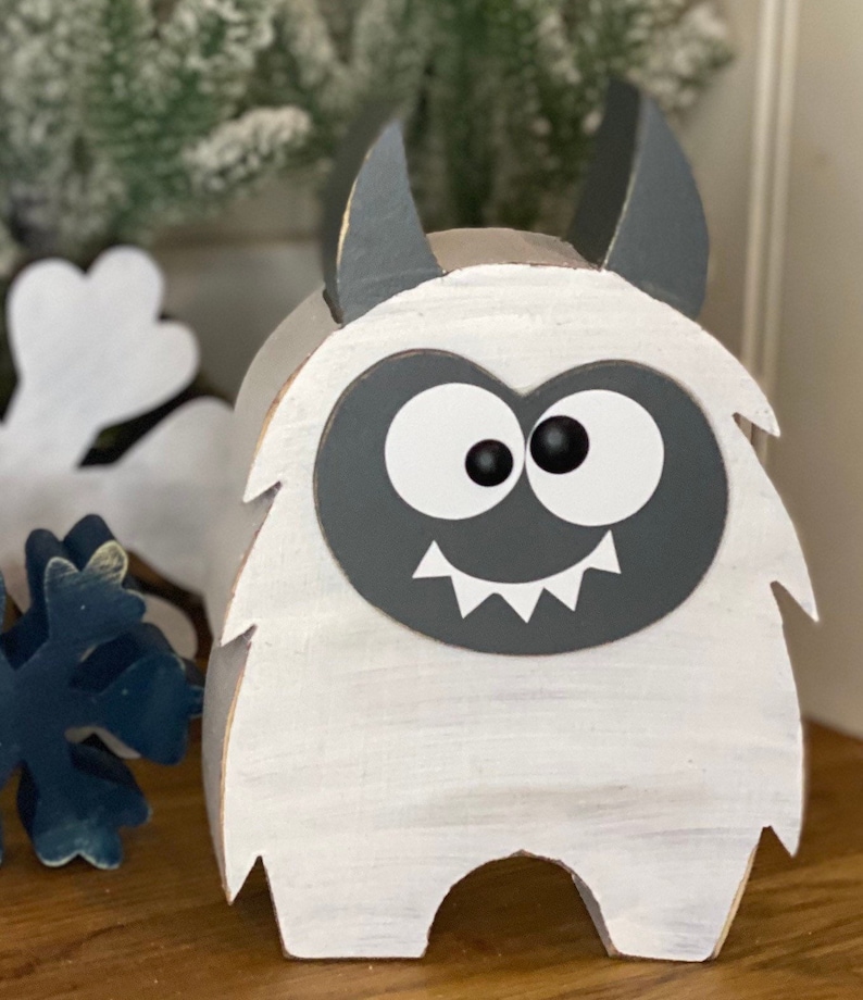 Yeti, Wood Yeti, Rustic Winter Decor, Winter Wood Decor, Winter Tier ...