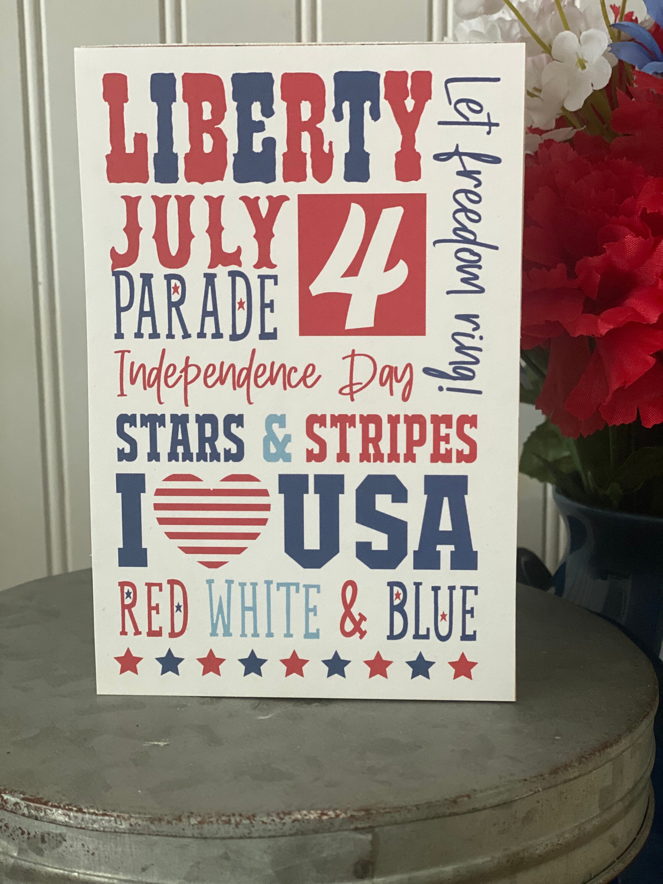 America, 4th of July, Fourth of July, Mini Sign, Patriotic Mini Sign ...