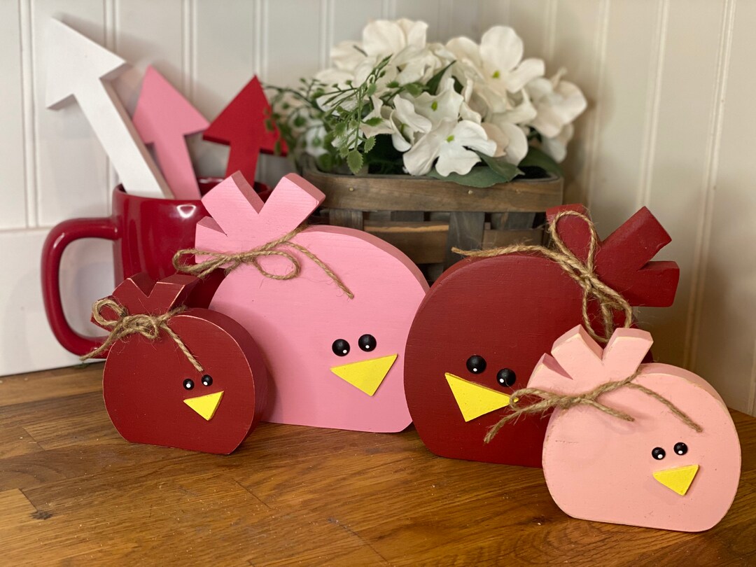 Whimsical Valentine Bird, Wooden Bird, Valentine Decor, Valentines Day ...