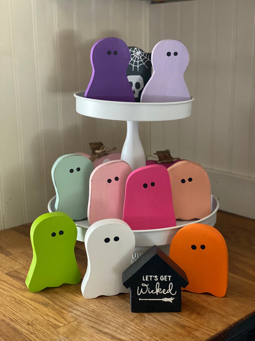 Rainbow Mini Wood Ghost, Wood Ghost, Wood Ghosts, Halloween, Ghost ...
