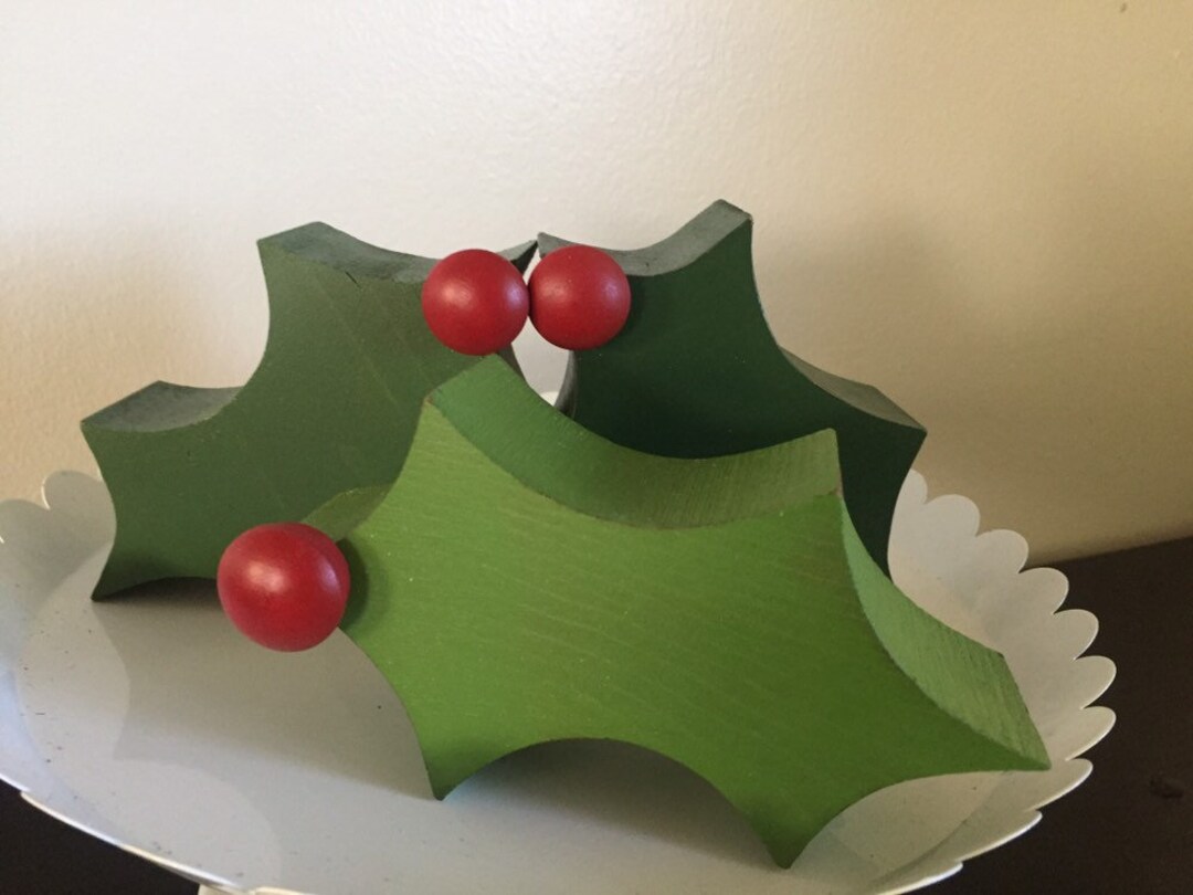 Wood Christmas Holly, Wood Christmas Decor, Christmas Wood Decor ...
