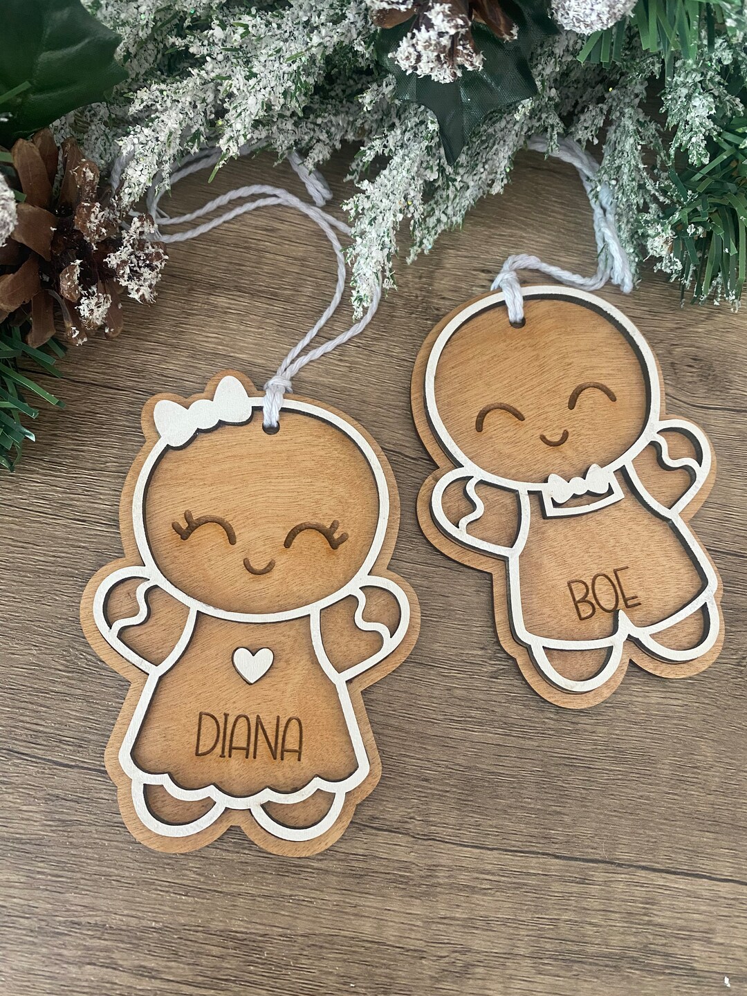 Engraved Personalized Cute Wood Gingerbread Boy or Girl Ornament ...