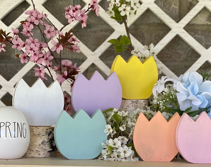 Rustic Wood Tulips Spring Decor Spring Wood Decor Wood | Etsy