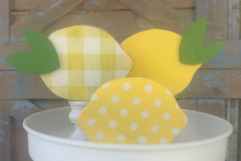 Lemons, Lemon Wood Sign, Wood Lemons, Summer Decor. Lemon Tiered Tray ...