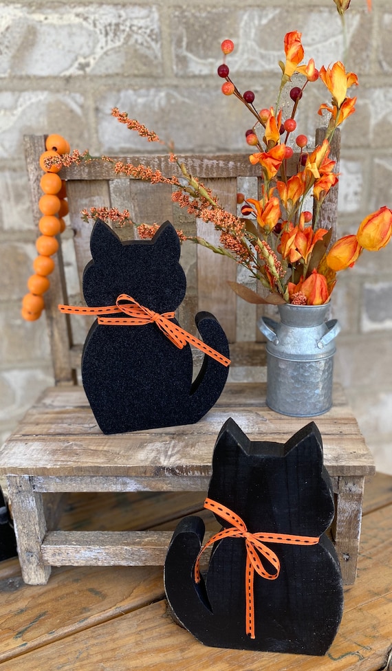 Black Cat Rustic Black Cat Wood Black Cat Halloween | Etsy