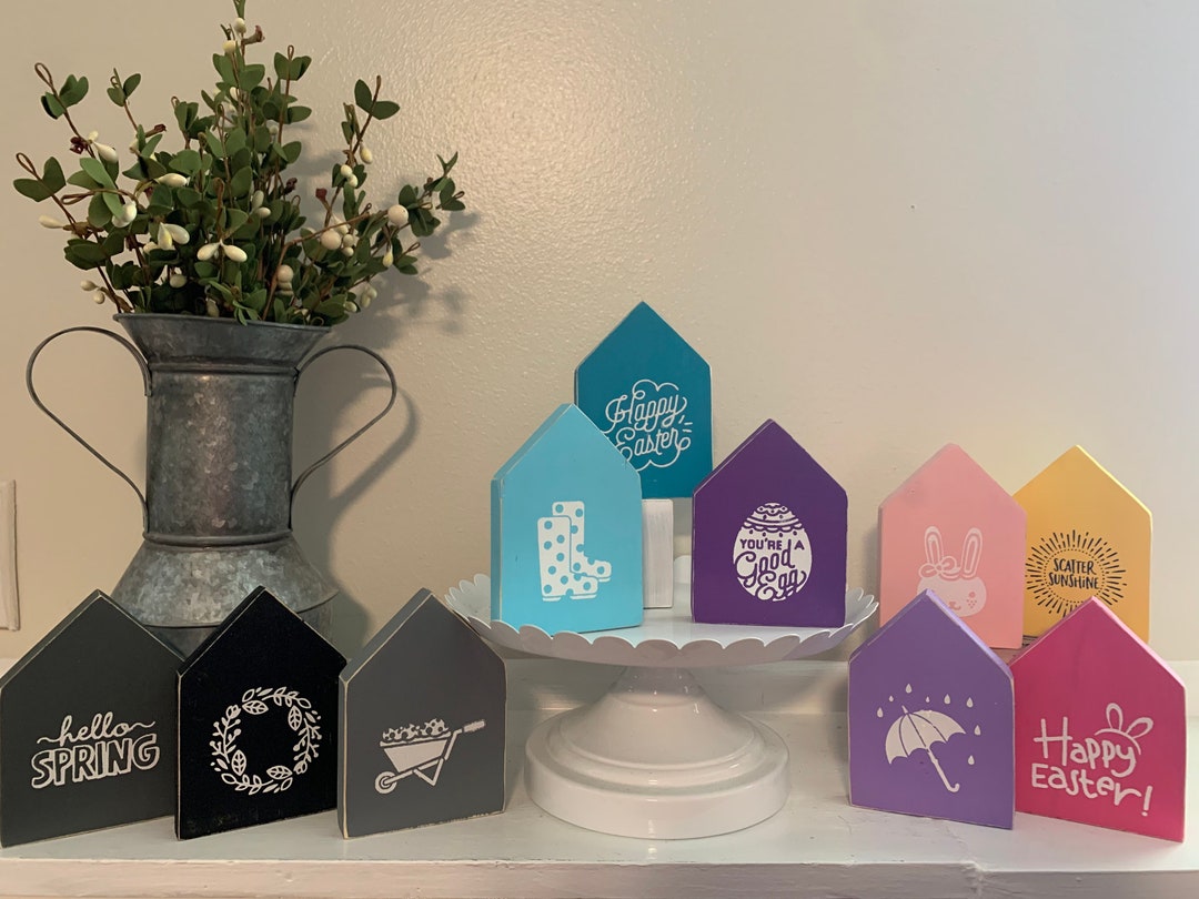 Spring Mini Wood Houses, Easter Decor, Springtime, Mini Wood House ...