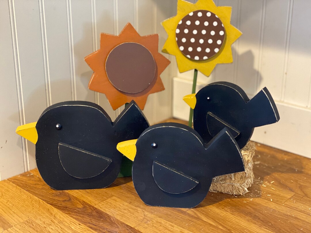 Rustic Wood Crows, Fall Wood Decor, Black Crows, Rustic Decor, Wood ...