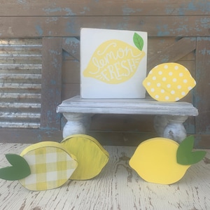 Lemons, Lemon Wood Sign, Wood Lemons, Summer Decor. Lemon Tiered Tray ...