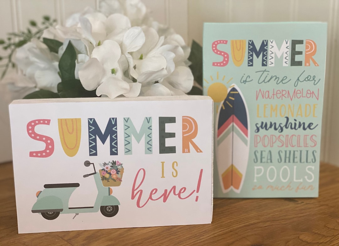 Summer Wood Sign, Mini Sign, Summer Decor, Hello Summer, Surfboard ...