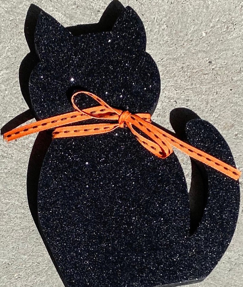 Black Cat Rustic Black Cat Wood Black Cat Halloween | Etsy