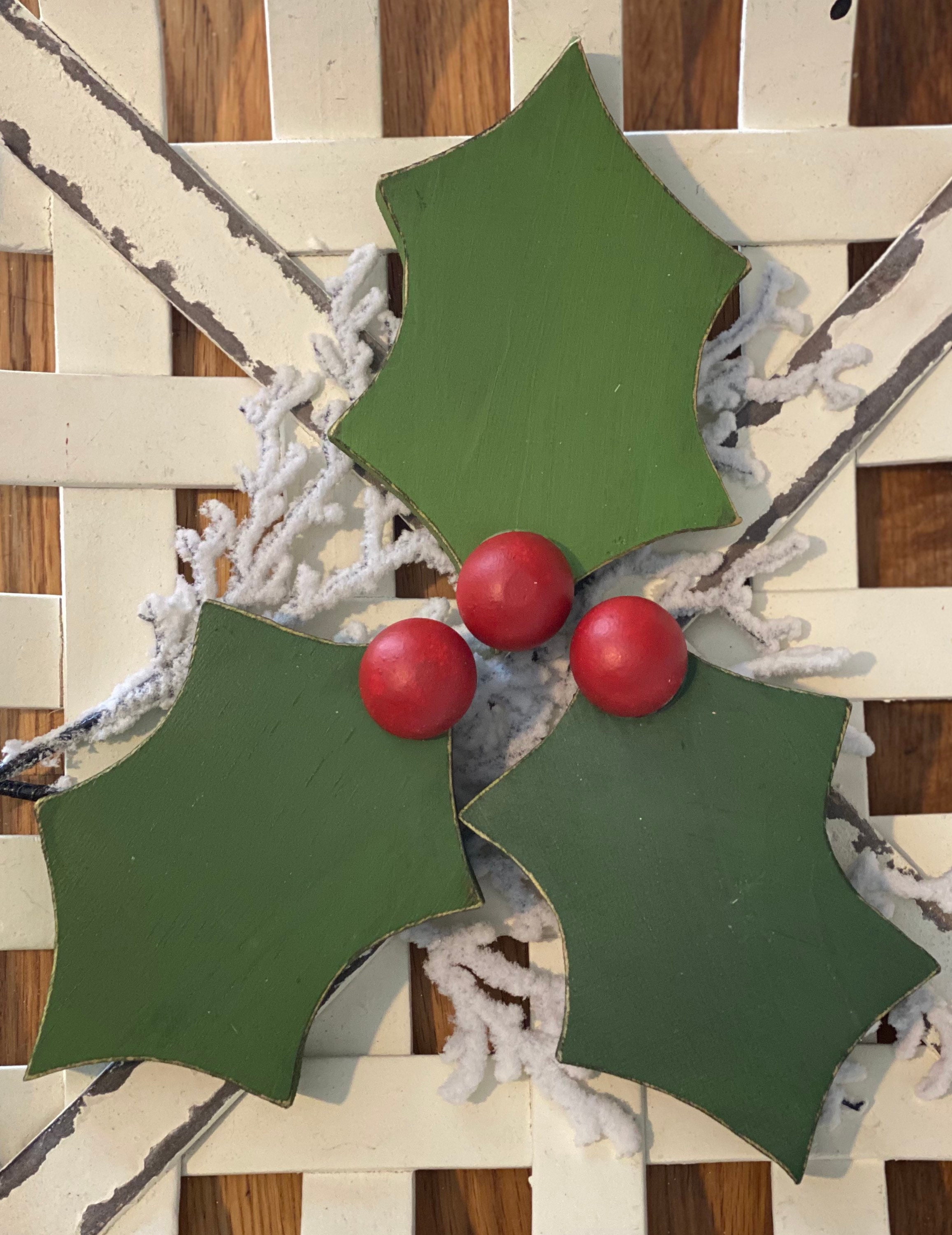 Wood Christmas Holly Wood Christmas Decor Christmas wood | Etsy