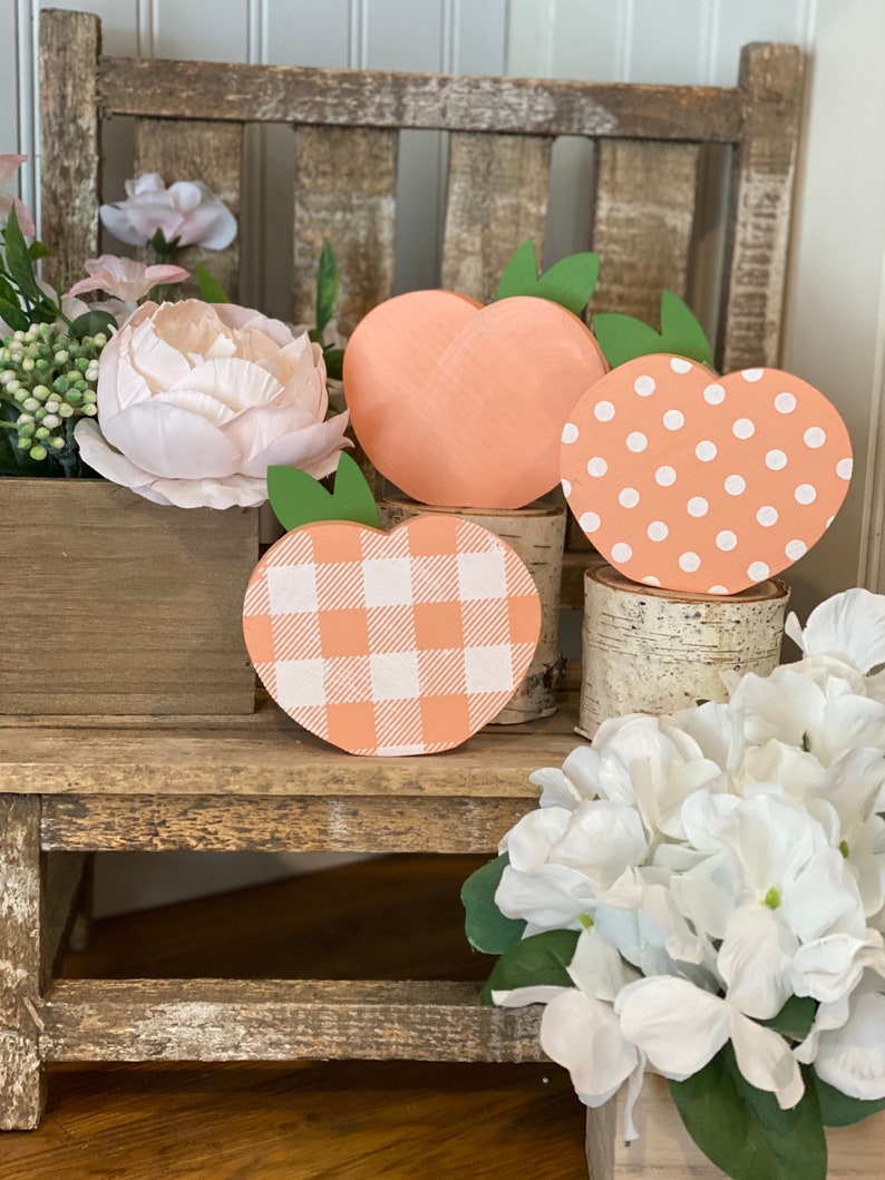 Peaches, Rustic Wood Peaches, Wood Peach Cutout, Peach Tier Tray, Peach ...