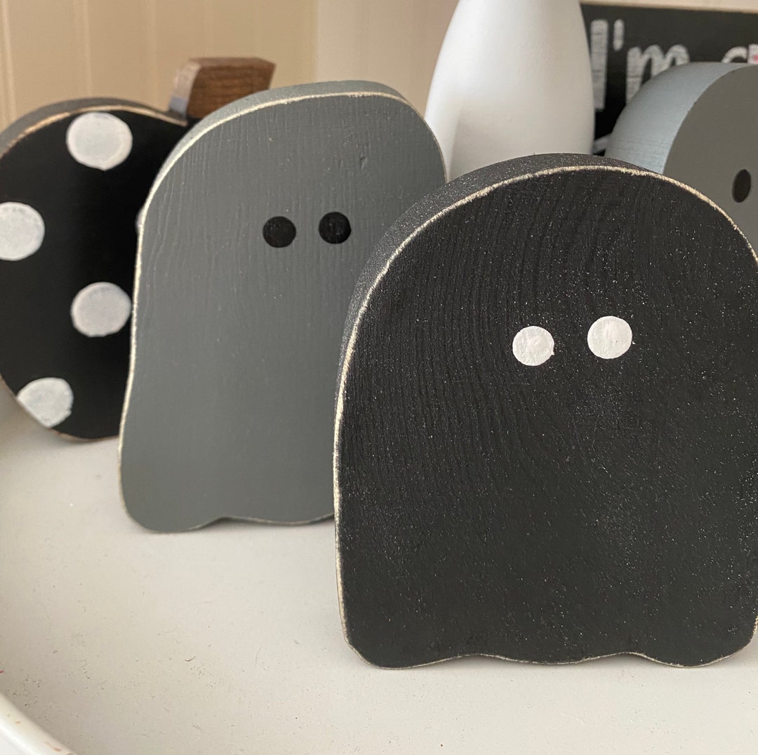 Gray or Black Mini Wood Ghost, Wood Ghost, Wood Ghosts, Halloween ...