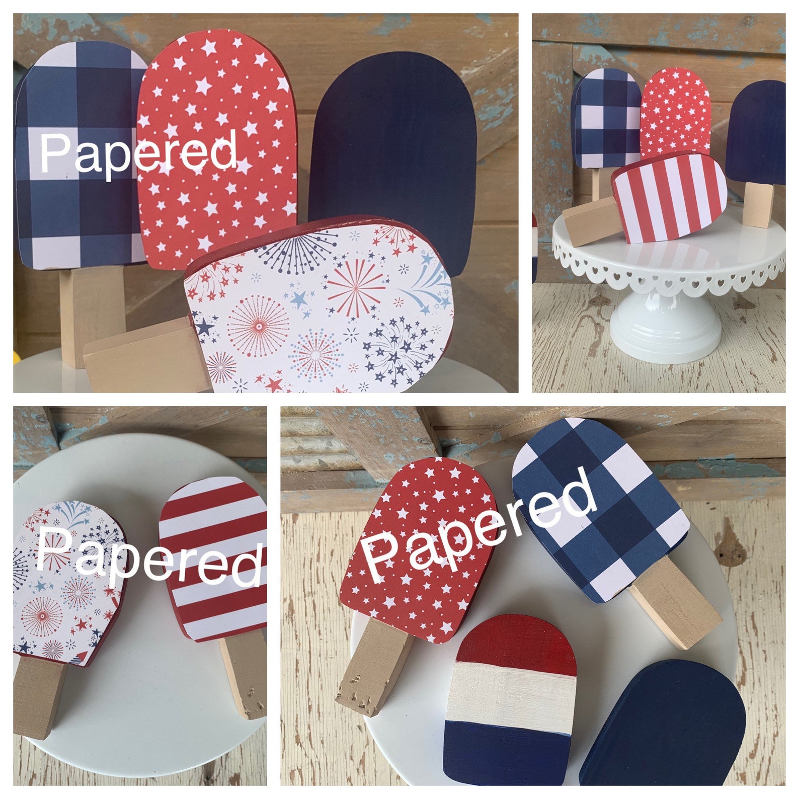 4th of July Popsicles Patriotic Wood Popsicles Summer - Etsy