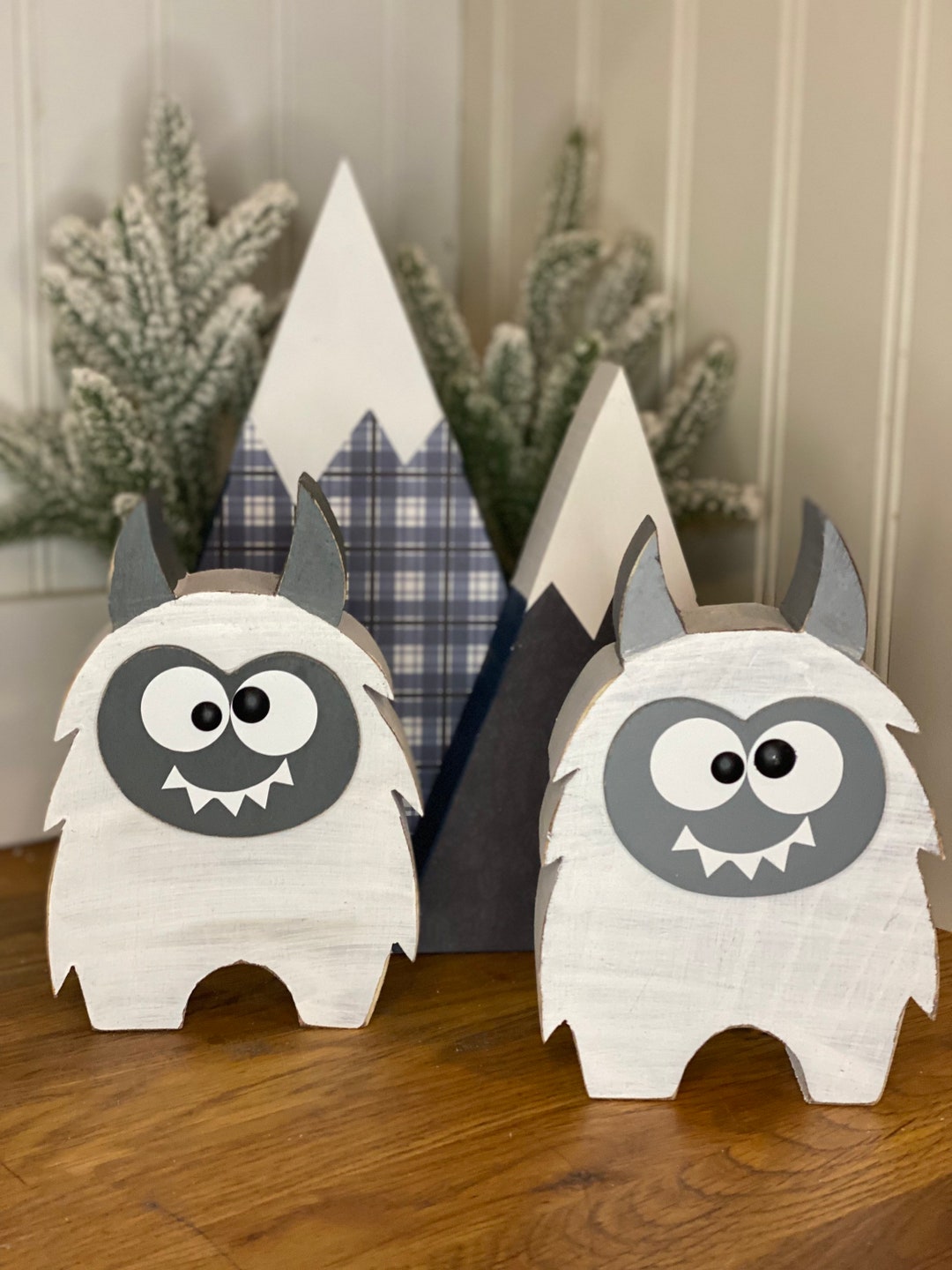 Yeti, Wood Yeti, Rustic Winter Decor, Winter Wood Decor, Winter Tier ...