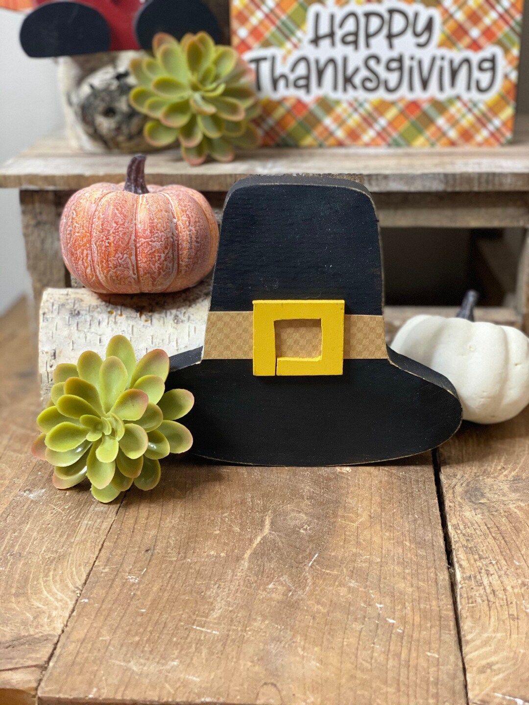 Rustic Pilgrim Hat, Wood Thanksgiving Decor, Wood Pilgrim Hat ...