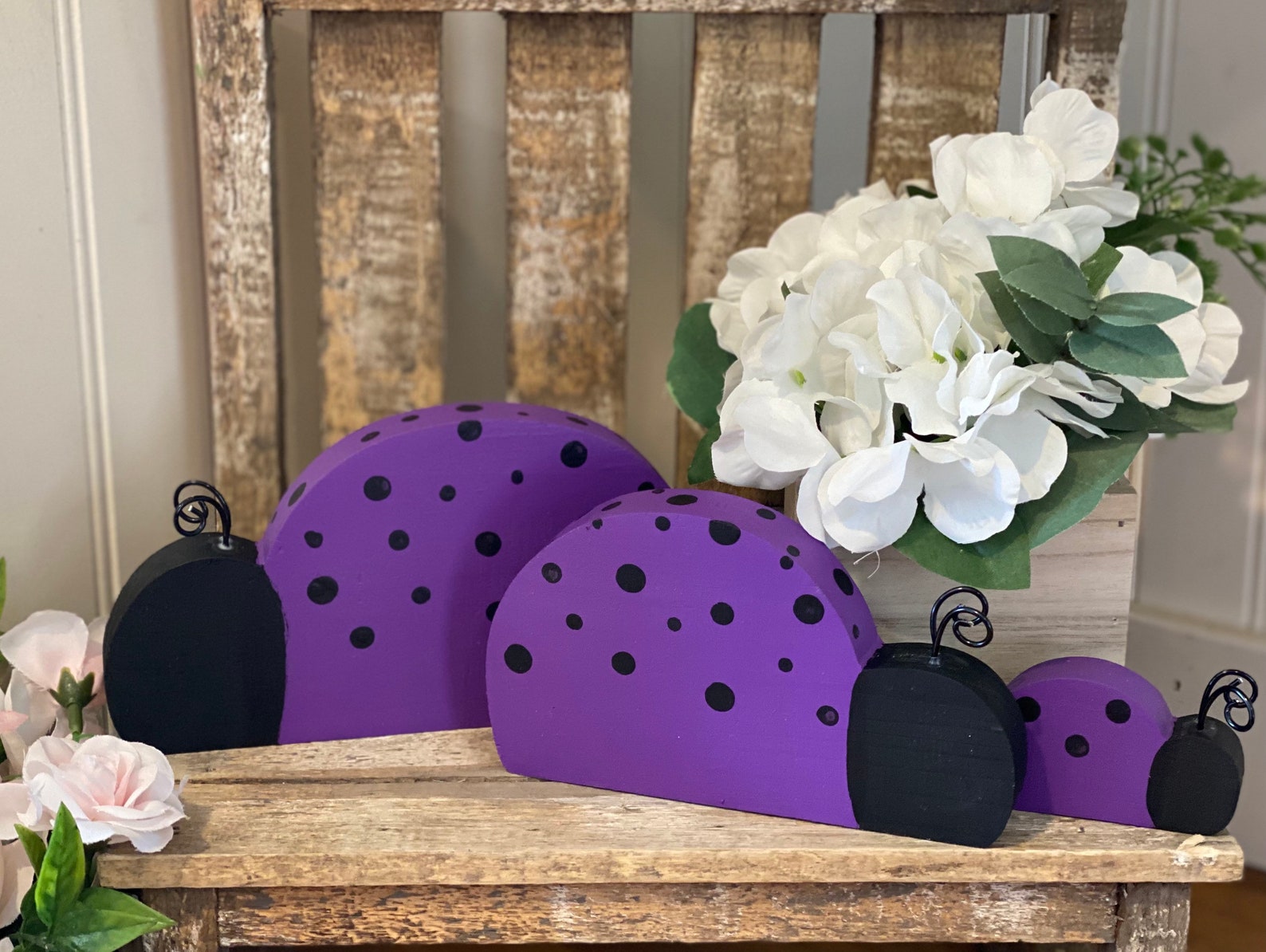 Purple Ladybug Wood Lady Bug Purple Ladybugs Spring Decor | Etsy