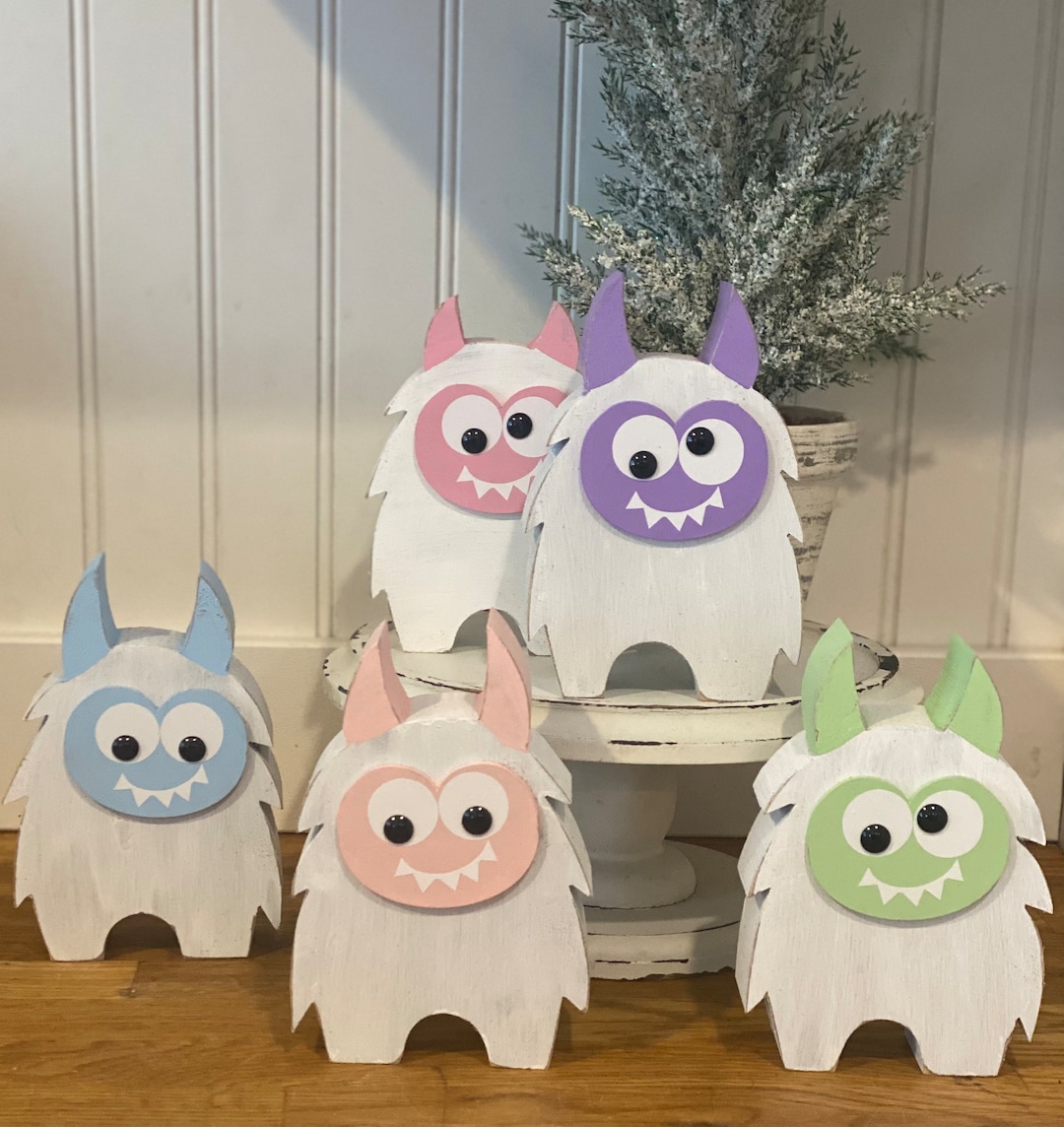 Pastel, Winter, Yeti, Wood Yeti, Rustic Winter Decor, Winter Wood Decor ...