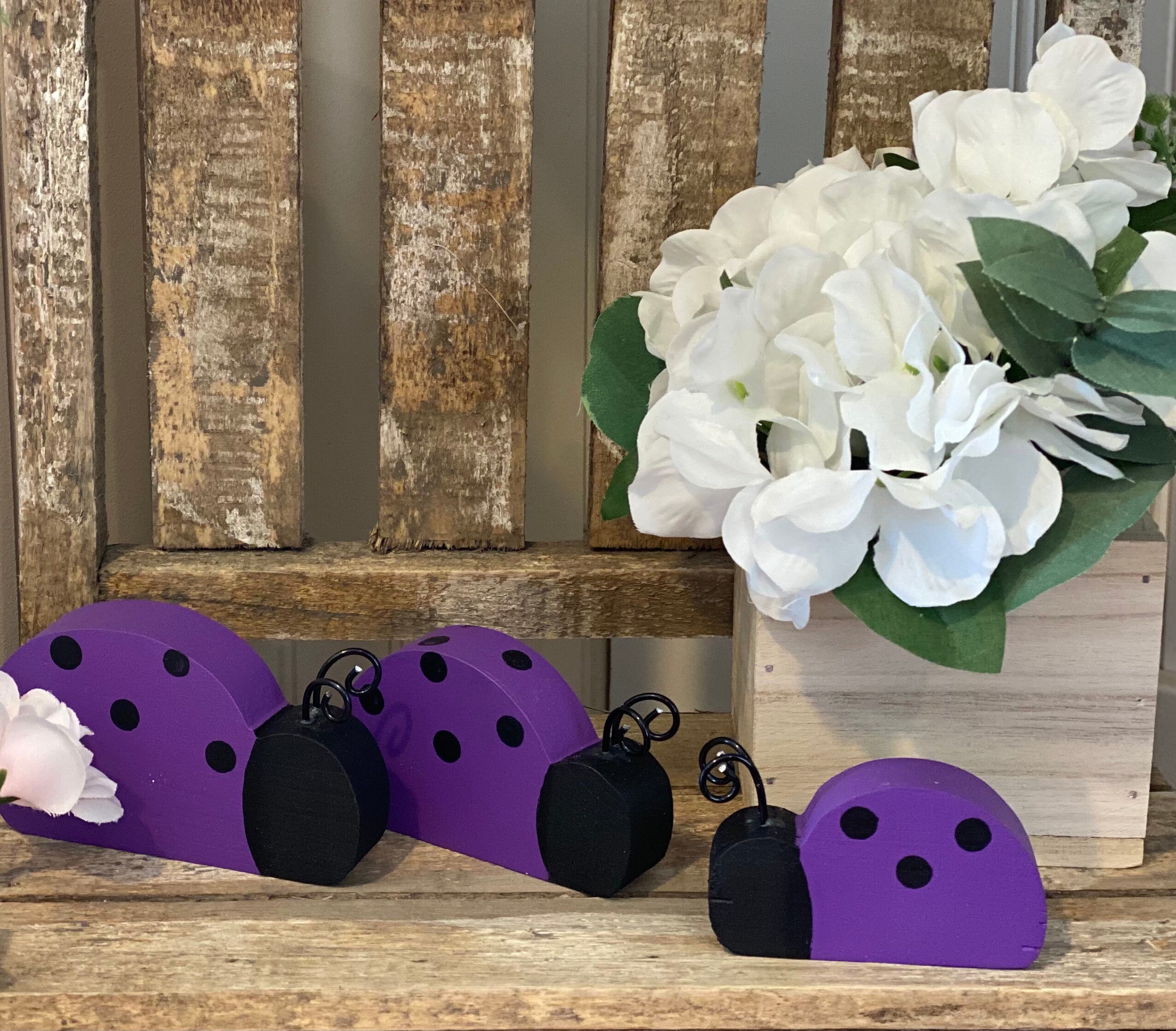 Purple Ladybug wood lady bug Purple Ladybugs Spring decor | Etsy