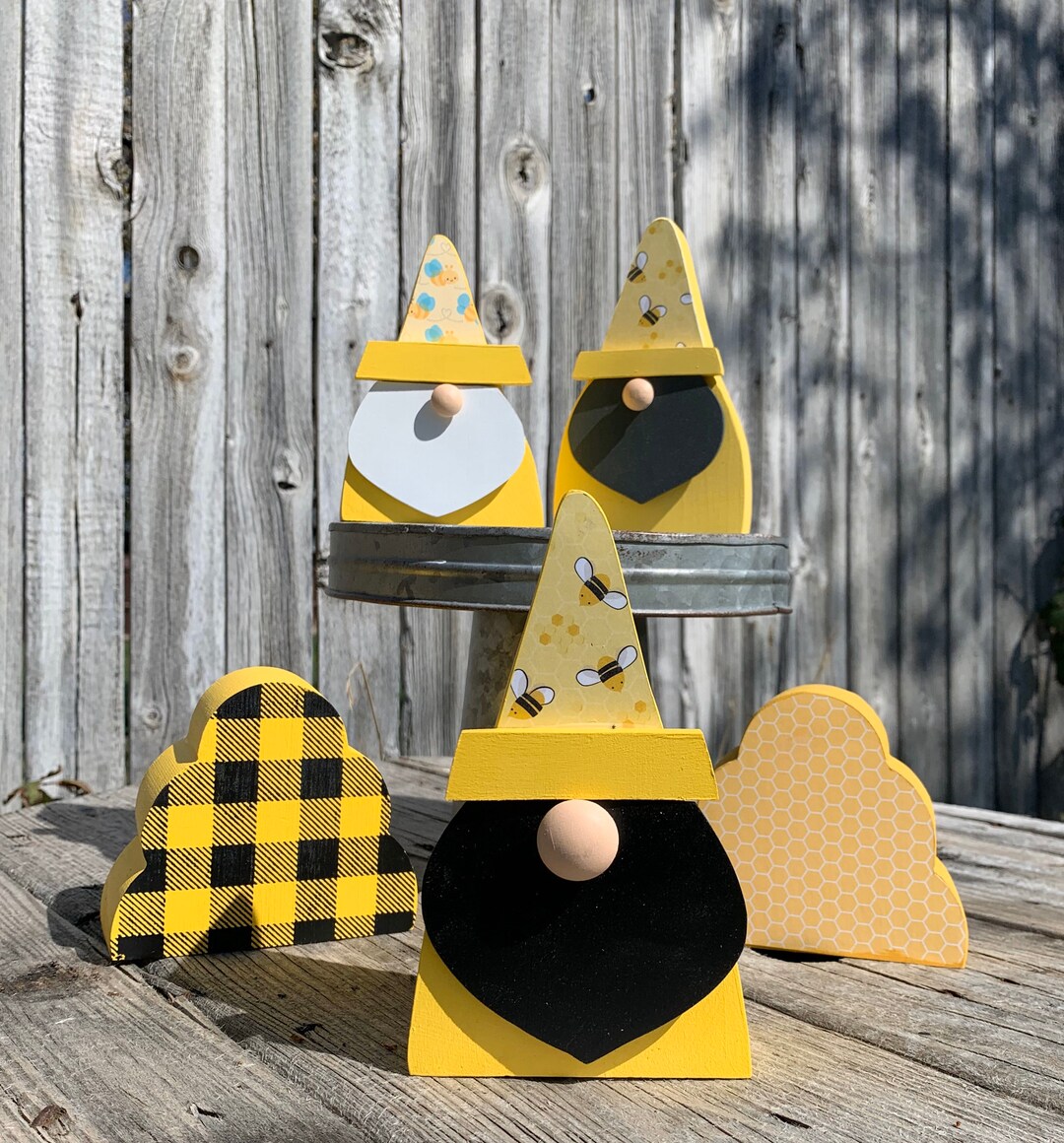 Bee Gnomes, Bee Decor, Spring Gnome, Summer Gnome, Bees Spring Tiered ...