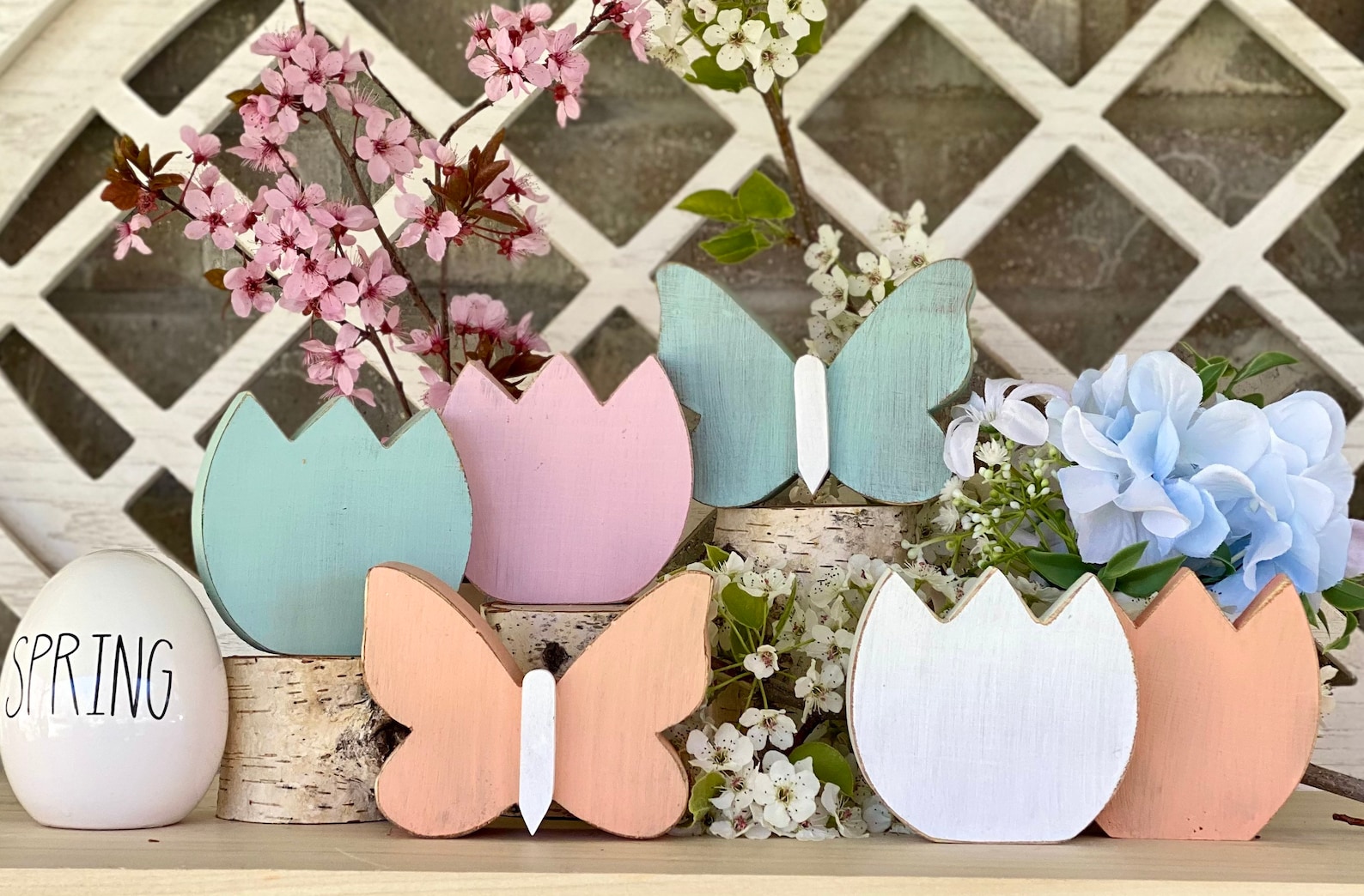 Wood Tulips Spring decor Spring wood Decor Wood Flowers | Etsy