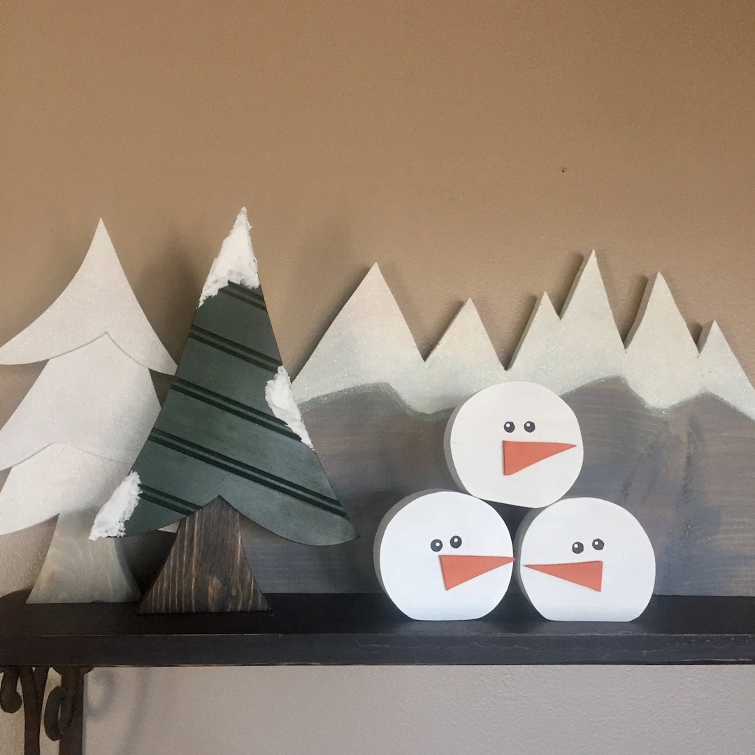 Mini Wood Snowman Heads - Etsy
