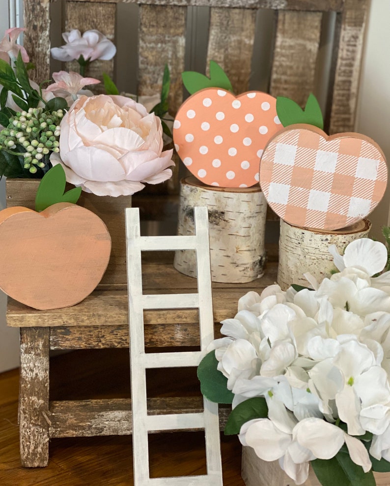 Peaches, Rustic Wood Peaches, Wood Peach Cutout, Peach Tier Tray, Peach ...