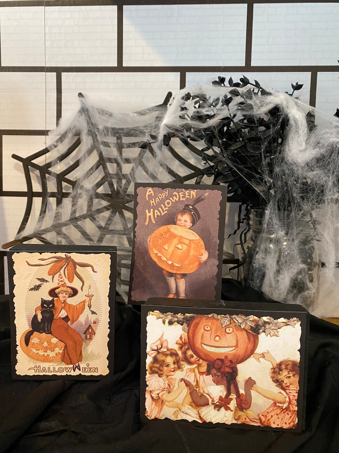 Vintage Halloween Sign, Mini Signs, Wood Sign, Wood Decor, Wood Block ...