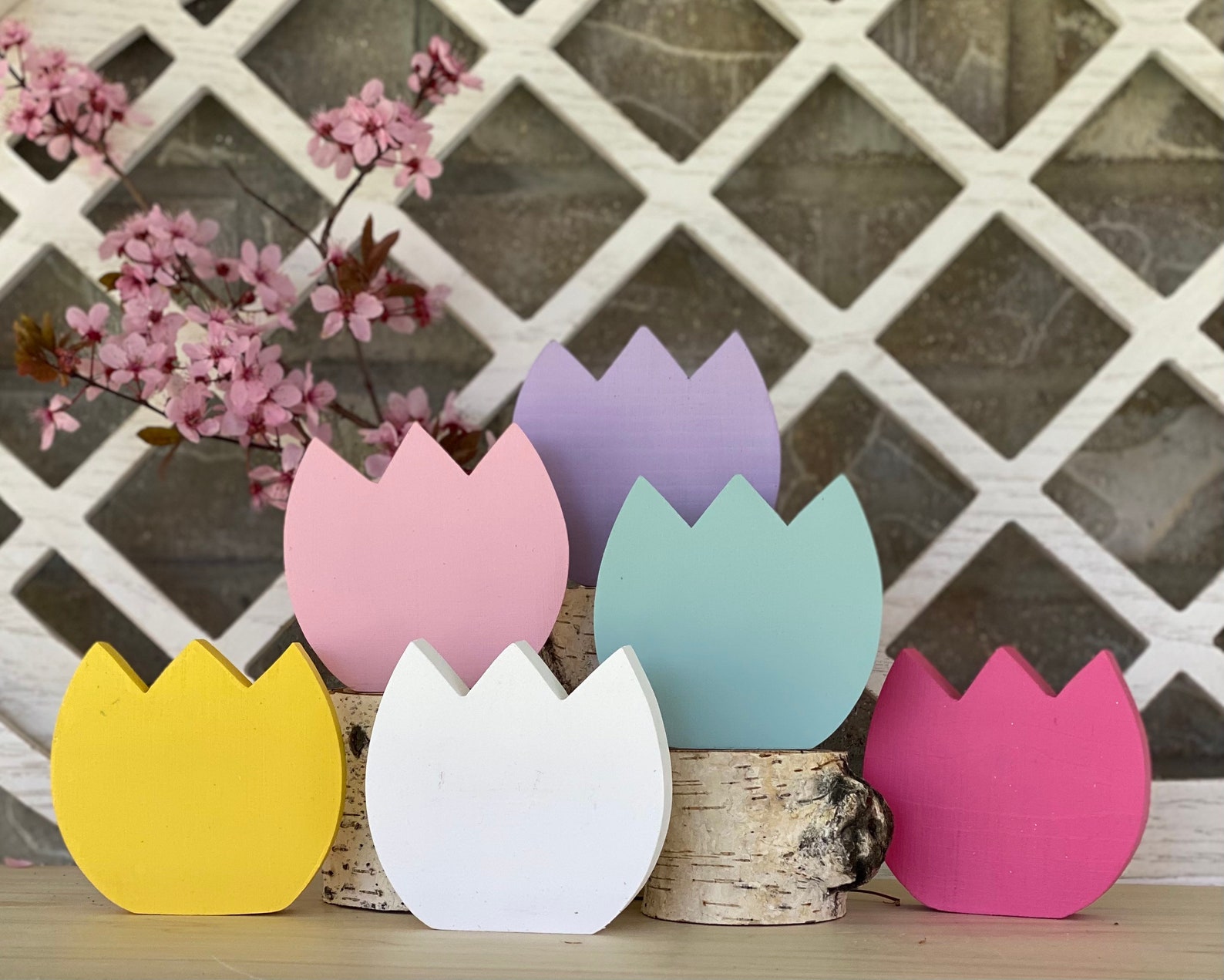 Wood Tulips Spring Decor Spring Wood Decor Wood Flowers - Etsy